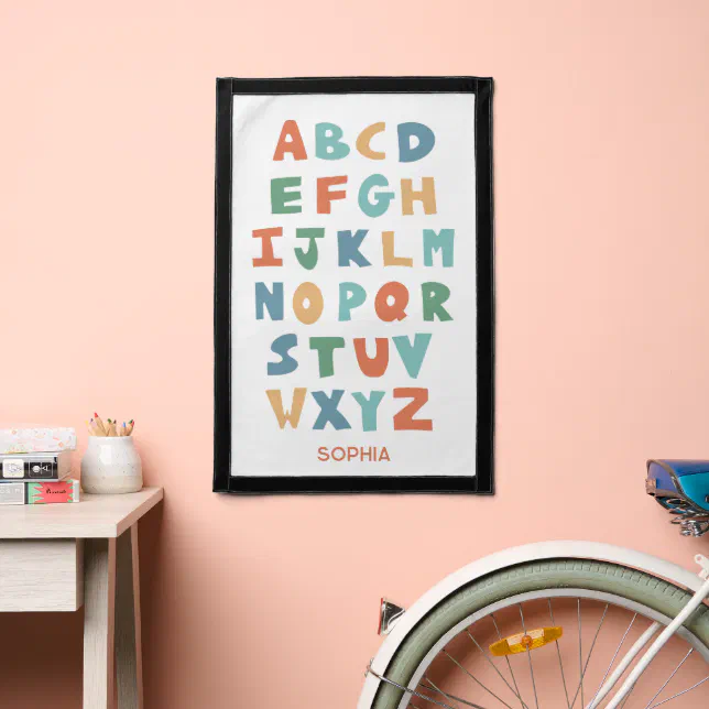 Modern ABC Alphabet Personalized Kids Art Poster Pennant | Zazzle