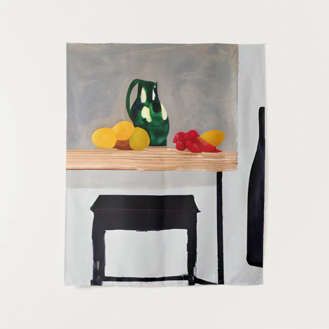 Modern Abstact Table and Stool with Still Life Tapestry | Zazzle