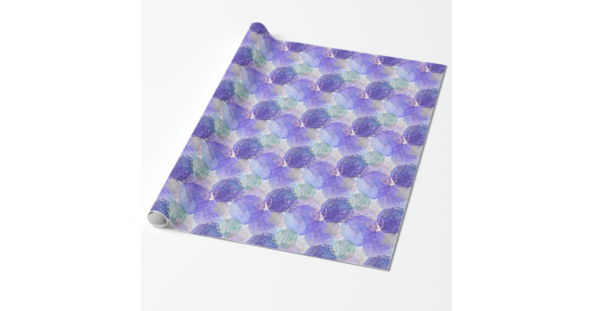 Modern abstract art blue and purple wrapping paper | Zazzle