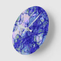 Modern Abstract Art Blue Round Clock | Zazzle