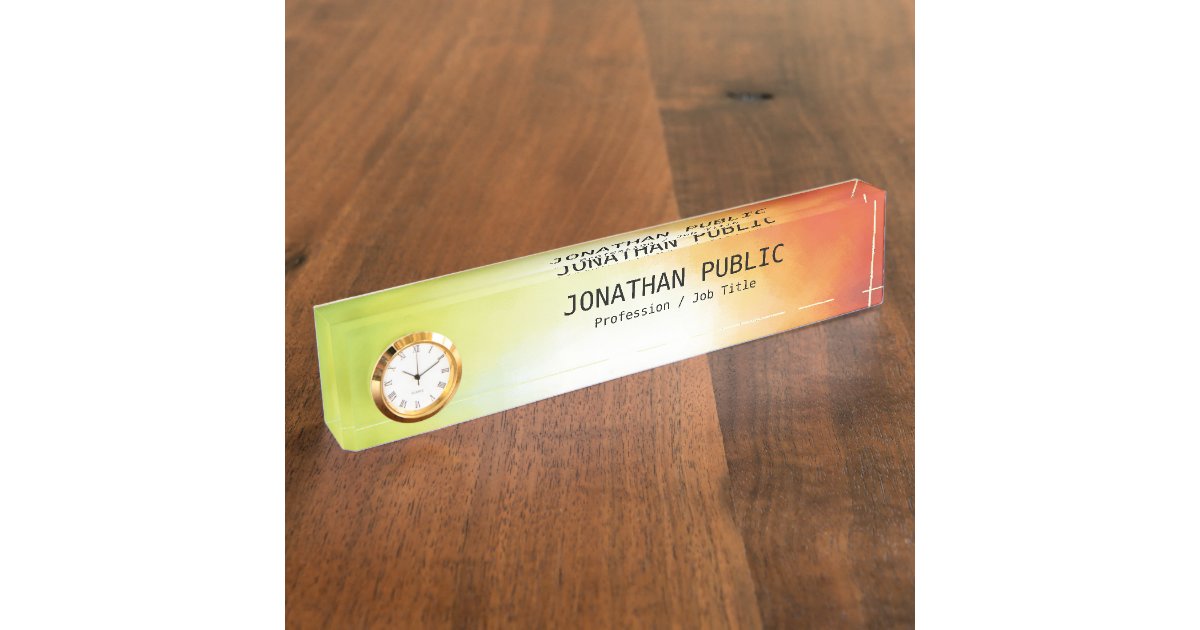 Modern Abstract Art Colorful Personalized Template Desk Name Plate | Zazzle