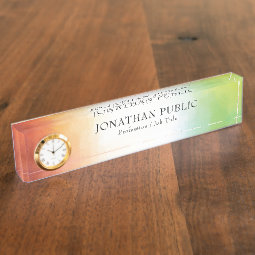 Modern Abstract Art Colorful Red Yellow Green Desk Name Plate | Zazzle