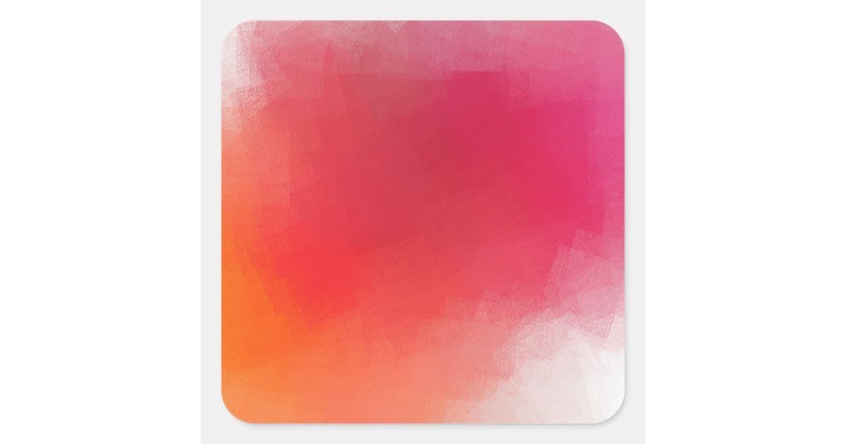 Modern Abstract Art Custom Pink Red Orange Square Sticker | Zazzle