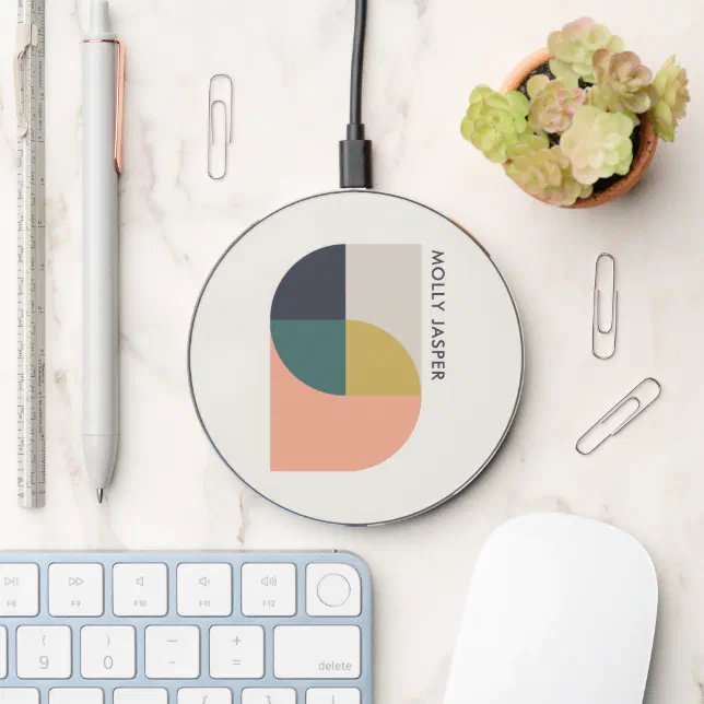 Modern Abstract Art Elegant Geometric Minimalist Wireless Charger | Zazzle