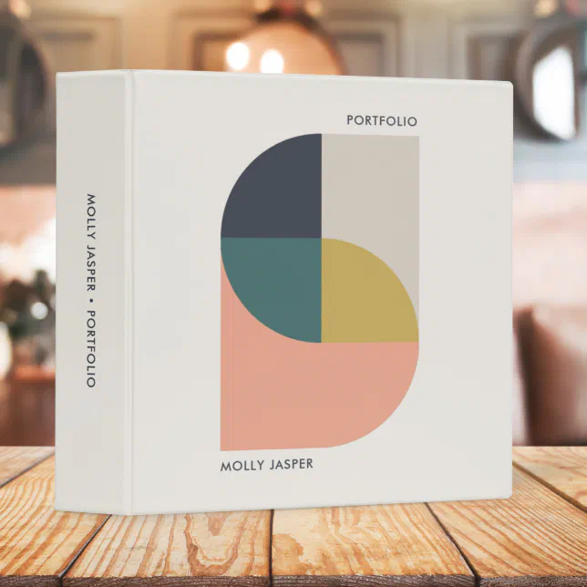 Modern Abstract Art Elegant Geometric Portfolio 3 Ring Binder | Zazzle