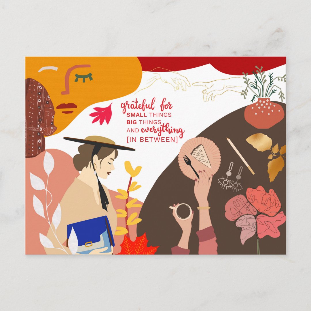 Modern Abstract Art Gratitude Quote Thanksgiving Postcard | Zazzle