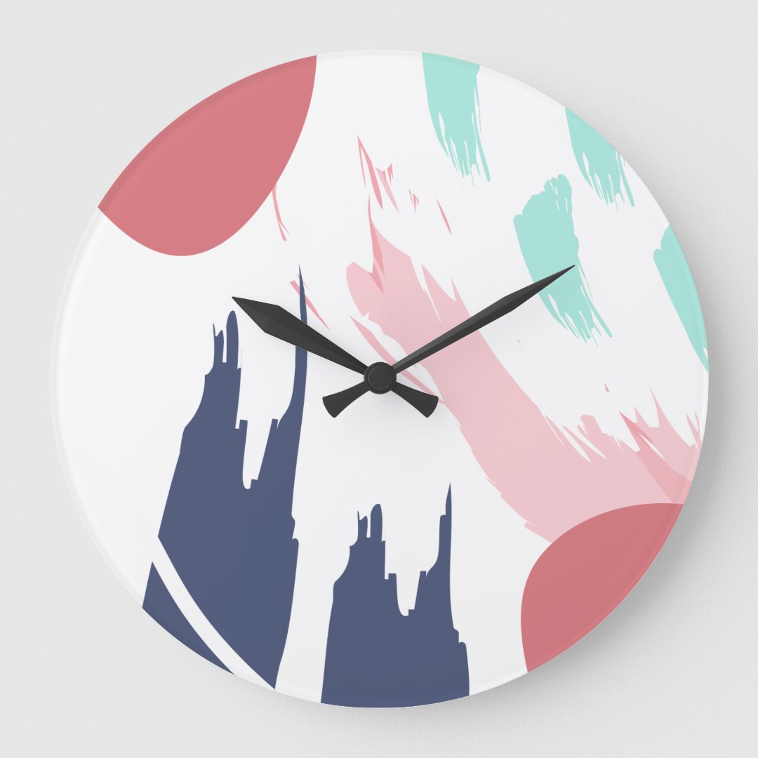 Modern Abstract Art Large Clock | Zazzle