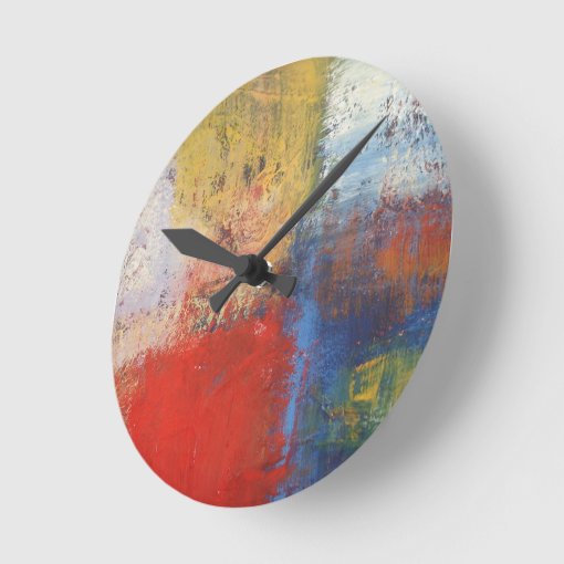 Modern Abstract Art Round Clock | Zazzle