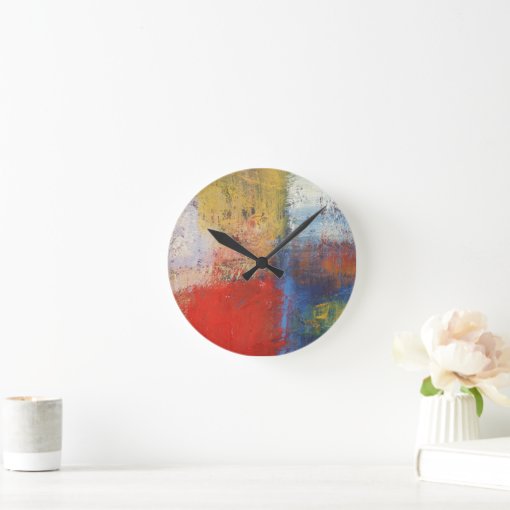Modern Abstract Art Round Clock | Zazzle