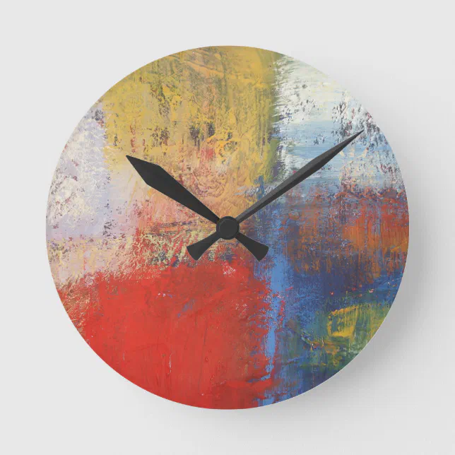 Modern Abstract Art Round Clock | Zazzle