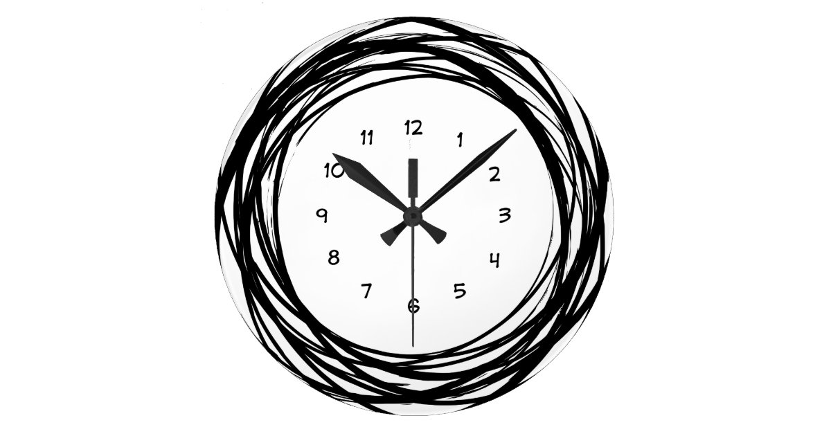 Modern Abstract Black And White Large Clock | Zazzle.com