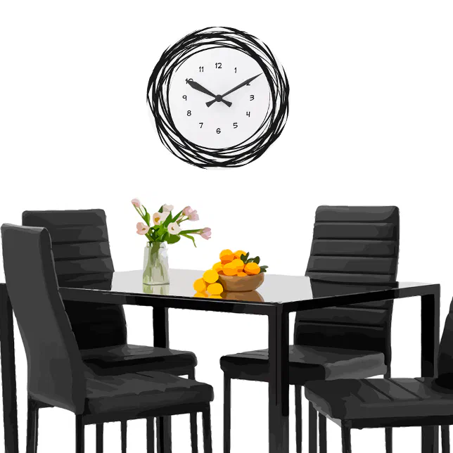 Modern Abstract Black And White Large Clock | Zazzle
