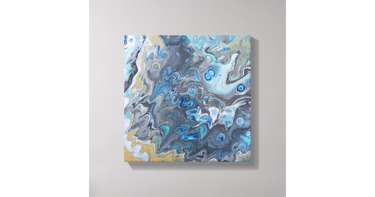 Modern Abstract Blue and Gray Painting Canvas Print | Zazzle