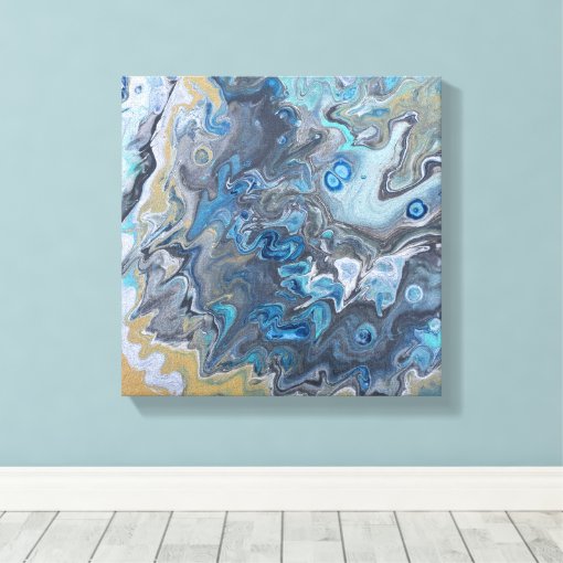 Modern Abstract Blue and Gray Painting Canvas Print | Zazzle