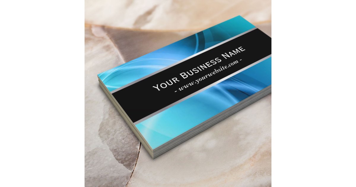 Modern Abstract Blue Curves Professional Business Card | Zazzle