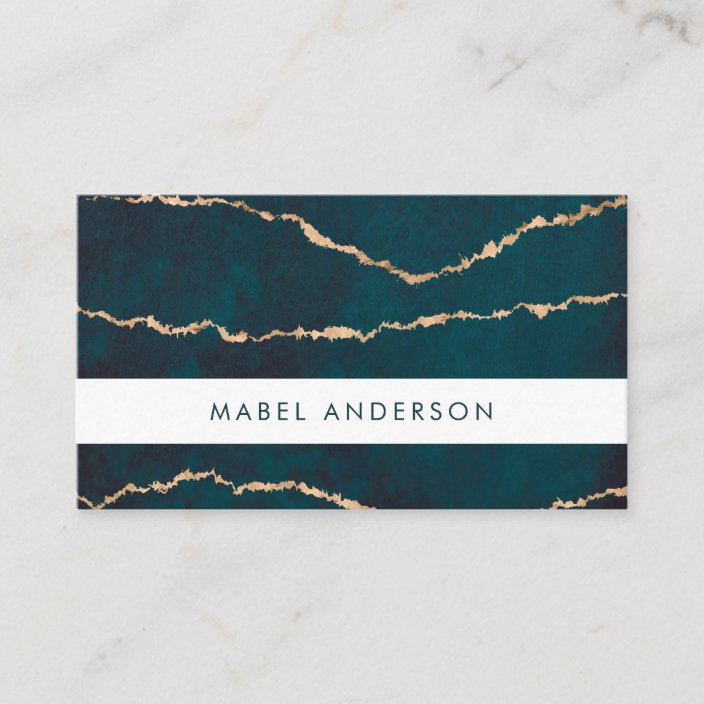 Modern Abstract Blue Petrol Gold Leaf Business Card | Zazzle.com