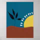 Modern abstract blue sun minimalist art poster | Zazzle