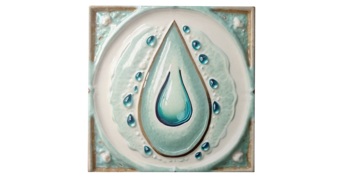 Modern Abstract Blue & White Water drop Bathroom Ceramic Tile | Zazzle