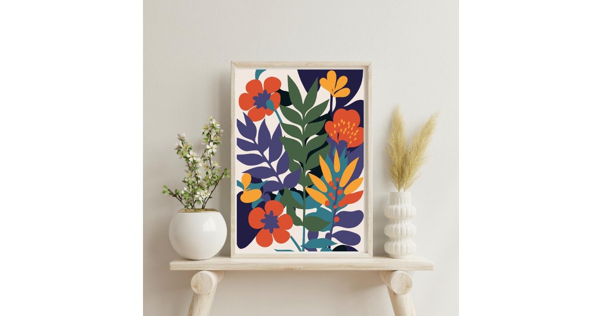 Modern Abstract Botanical Flower Poster | Zazzle
