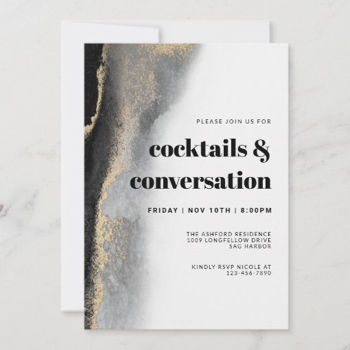 Modern Abstract Cocktails and Conversation Party Invitation | Zazzle