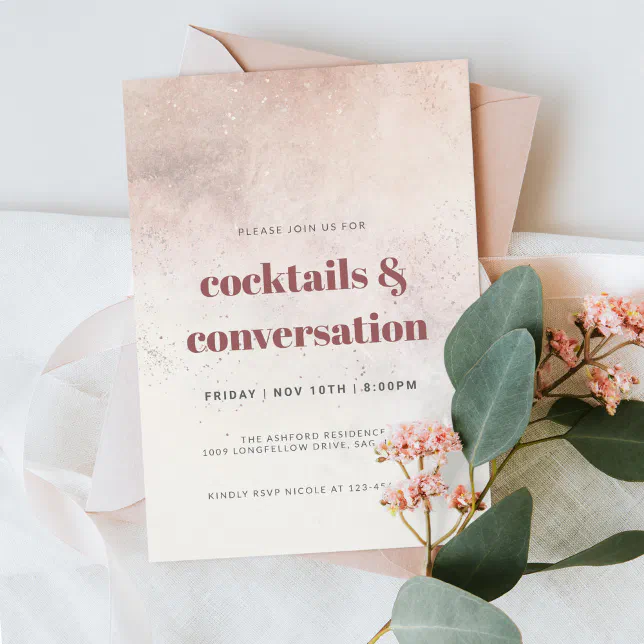 Modern Abstract Cocktails and Conversation Party Invitation | Zazzle