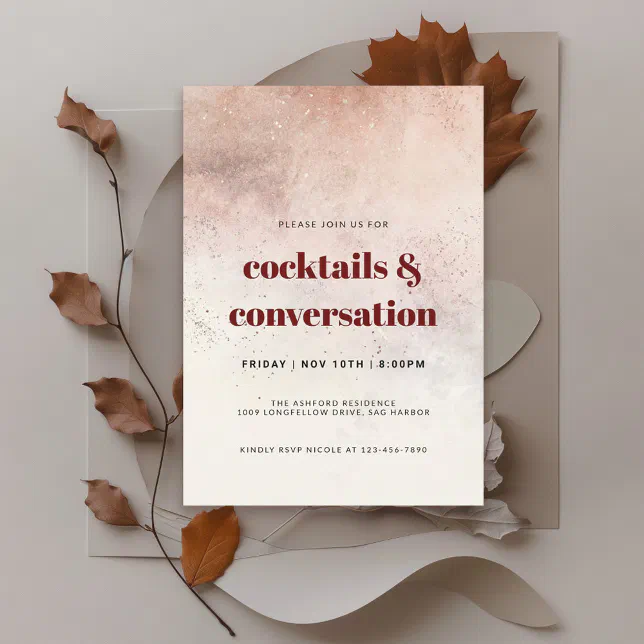 Modern Abstract Cocktails and Conversation Party Invitation | Zazzle