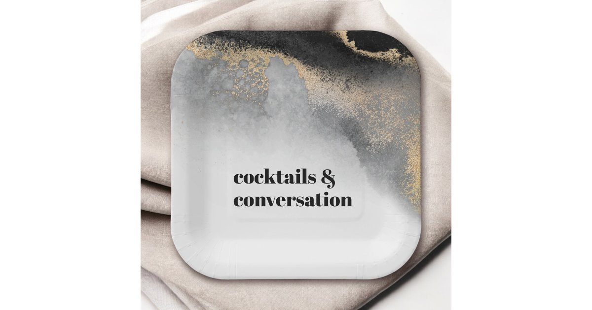 Modern Abstract Cocktails and Conversation Party Paper Plates | Zazzle