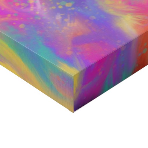 Modern abstract colorful paint splatter painting faux canvas print | Zazzle
