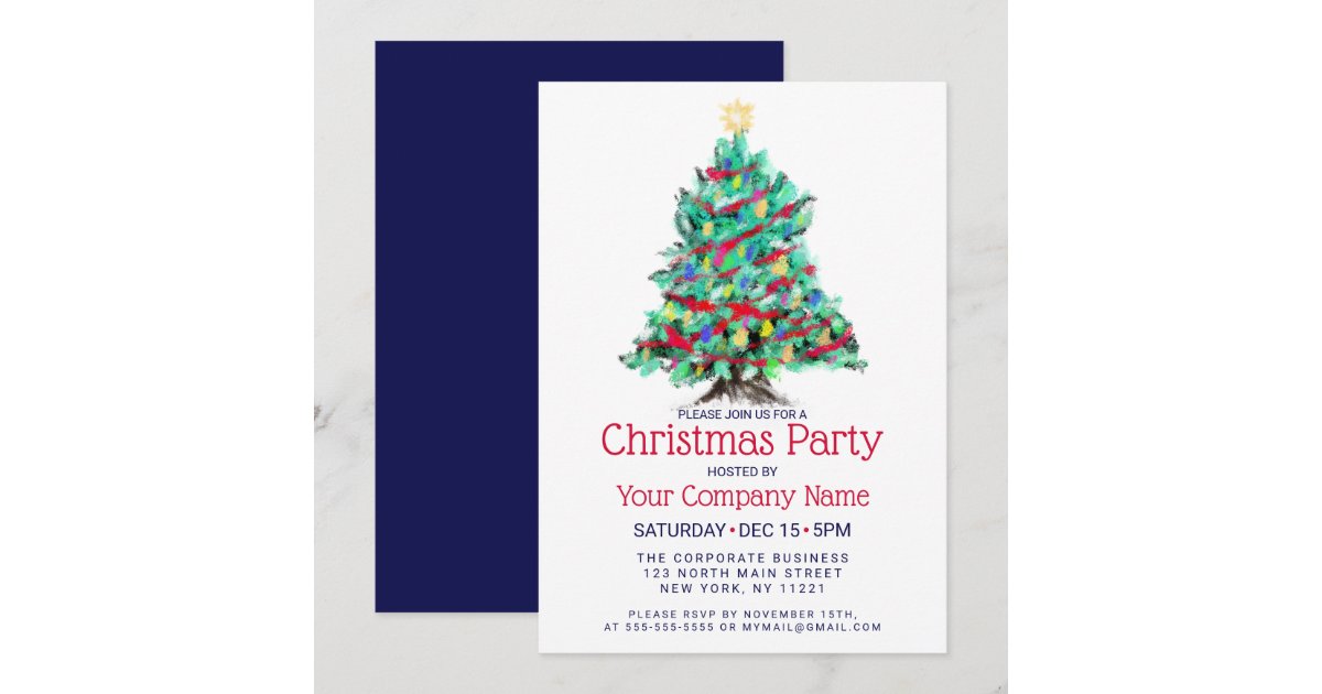 Modern Abstract Colorful Tree Corporate Christmas Invitation | Zazzle