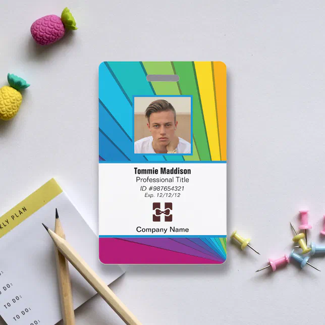 Modern Abstract Company Employee Id | Rainbow Badge | Zazzle
