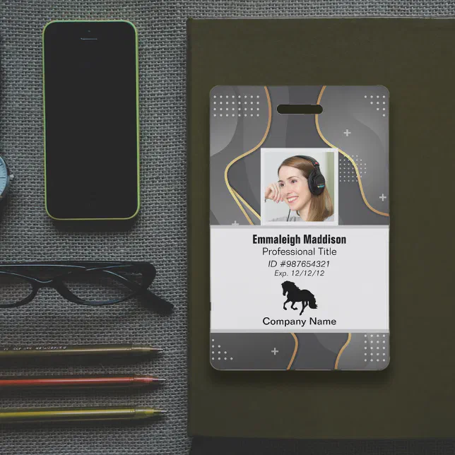 Modern Abstract Company Employee Id | Silver Gray Badge | Zazzle