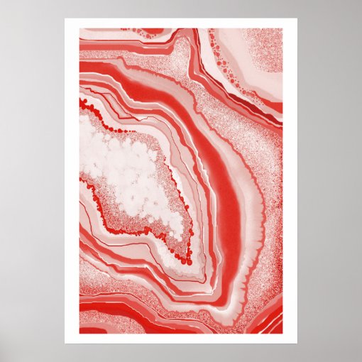 Modern Abstract Coral Pink Agate Geode Gemstone Poster | Zazzle