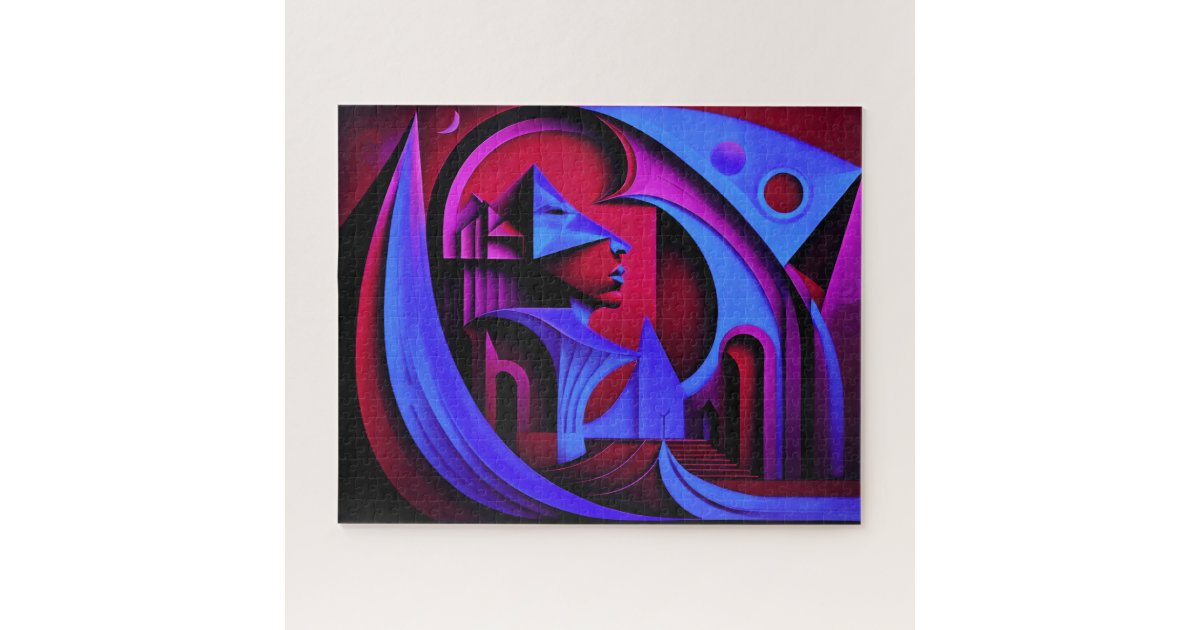 Modern Abstract Design Cubism Surrealism Jigsaw Puzzle | Zazzle