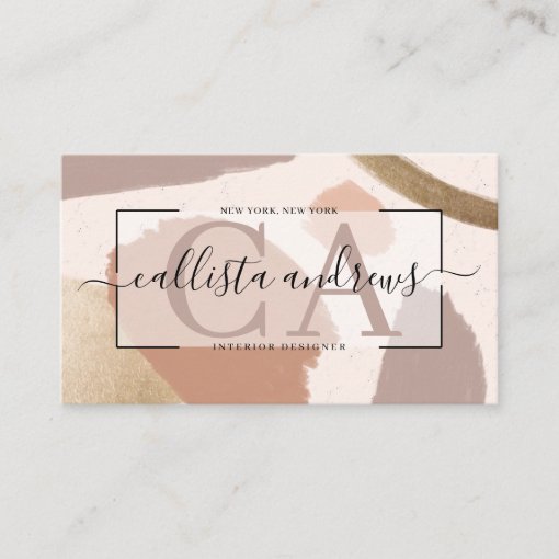 Modern Abstract Earth Tone Gold Signature Script Business Card | Zazzle