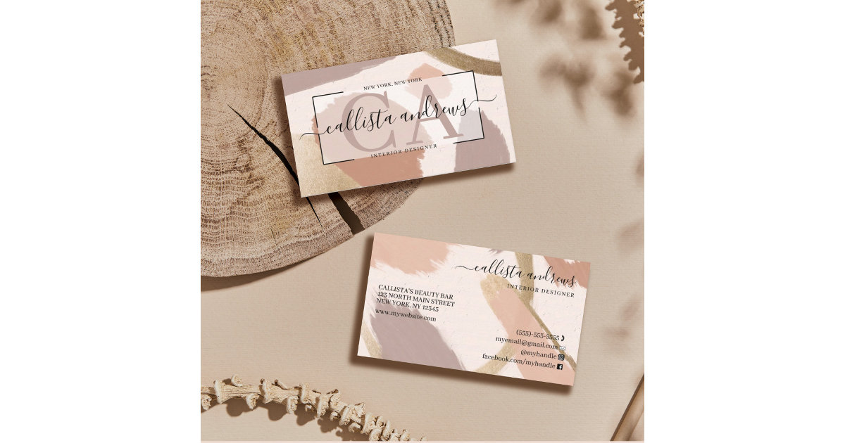 Modern Abstract Earth Tone Gold Signature Script Business Card | Zazzle