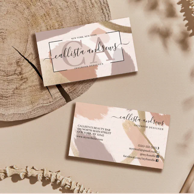 Modern Abstract Earth Tone Gold Signature Script Business Card | Zazzle
