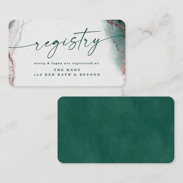 Modern Abstract Emerald Green Wedding Registry Enclosure Card | Zazzle