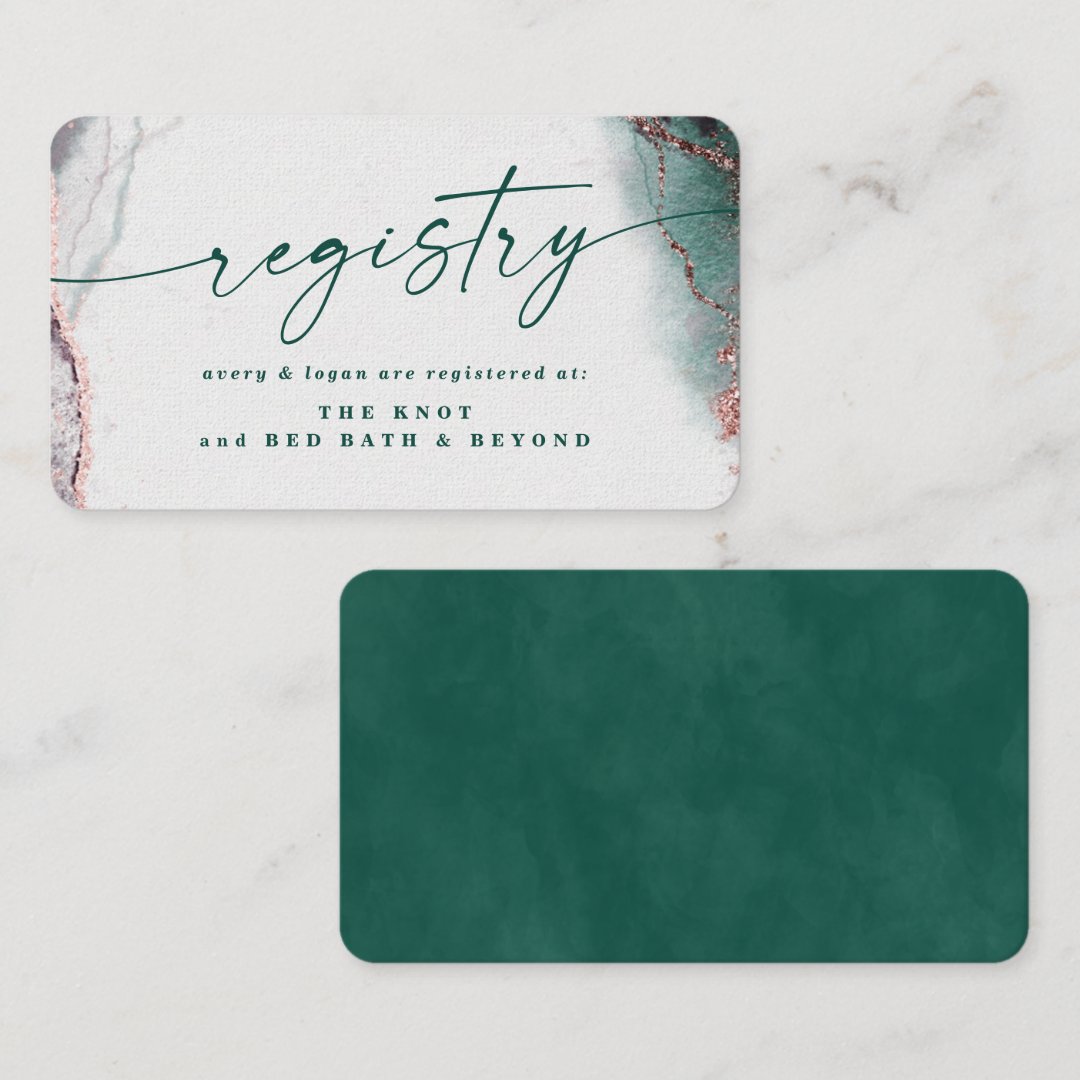 Modern Abstract Emerald Green Wedding Registry Enclosure Card | Zazzle