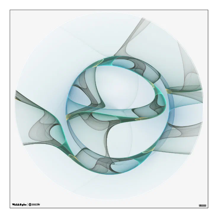 Modern Abstract Fractal Art Blue Turquoise Gray Wall Decal | Zazzle