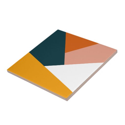 Modern abstract geometric color block pattern ceramic tile | Zazzle
