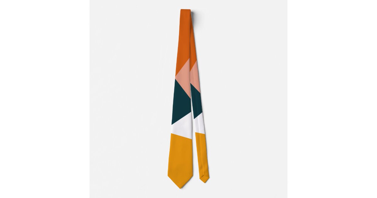 Modern abstract geometric color block pattern neck tie | Zazzle