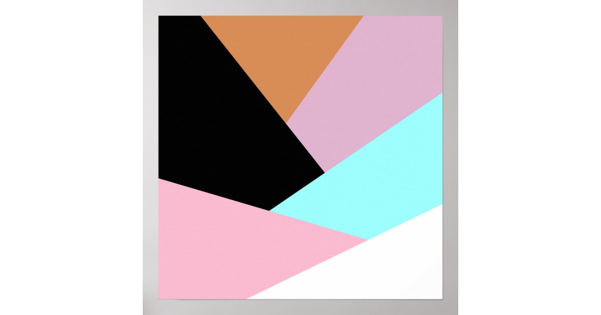 Modern abstract geometric color block pattern poster | Zazzle