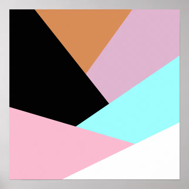 Modern abstract geometric color block pattern poster | Zazzle