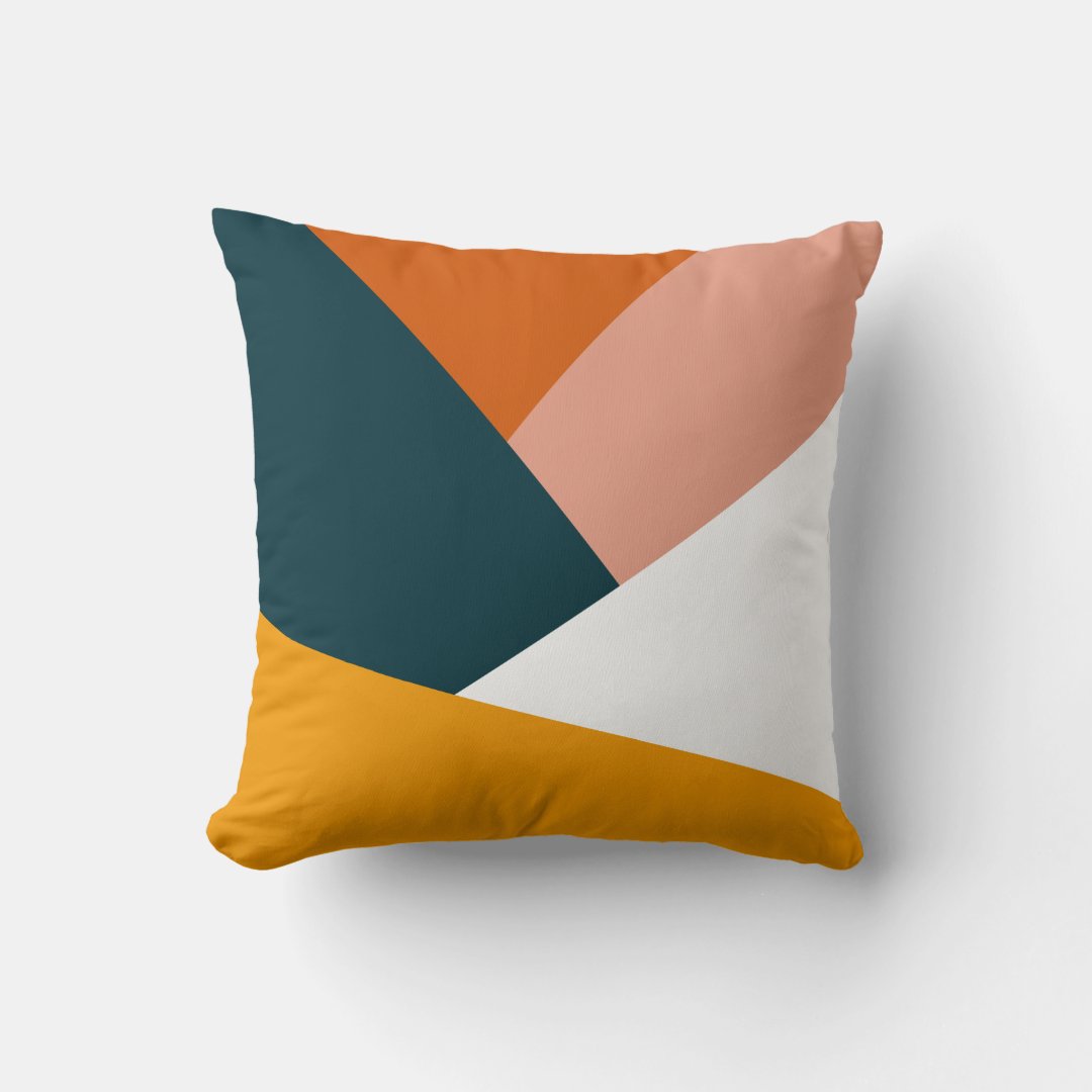 Modern abstract geometric color block pattern throw pillow | Zazzle