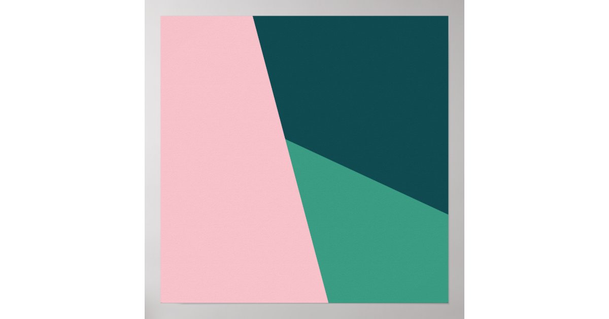 Modern abstract geometric pastel pink & green poster | Zazzle