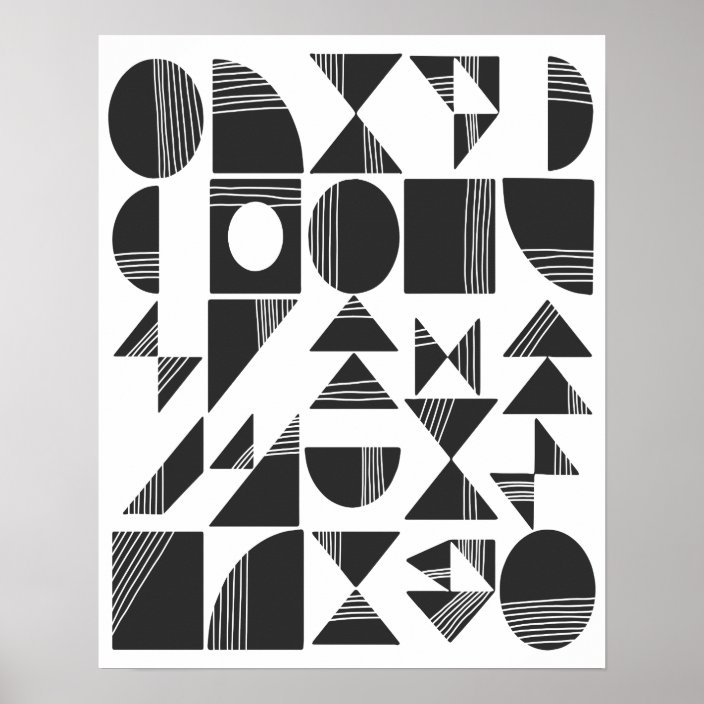 Modern Abstract Geometric Shapes | Black and White Poster | Zazzle.com