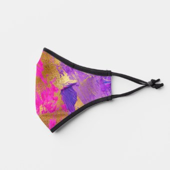 Modern abstract gold pink vibrant brushstrokes premium face mask | Zazzle