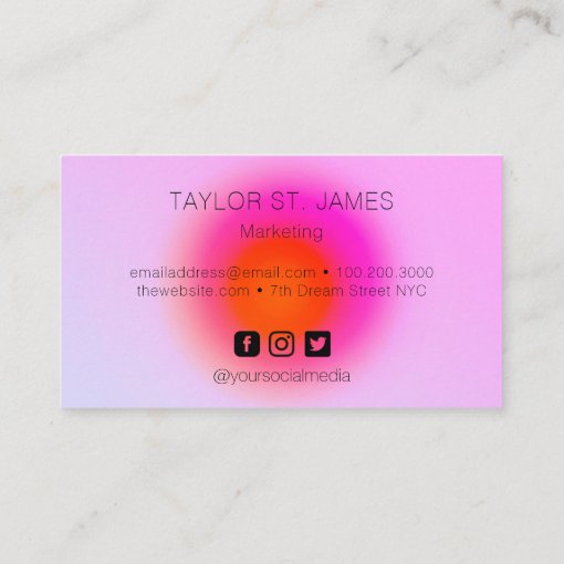 Modern Abstract Gradient Aura Pink Business Card | Zazzle