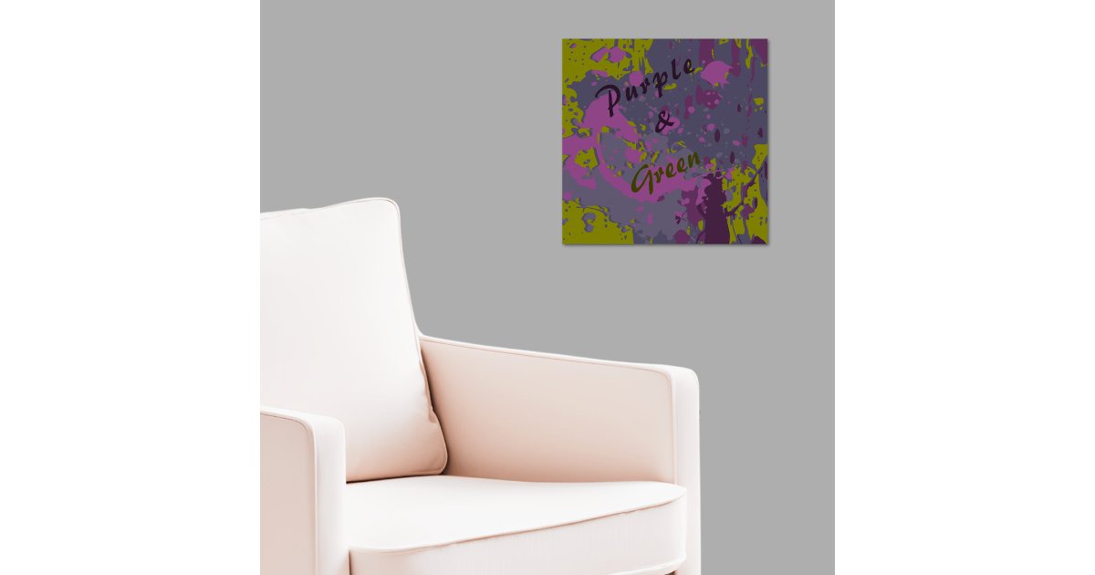 Modern Abstract Green Purple Vector Paint Splatter Poster | Zazzle