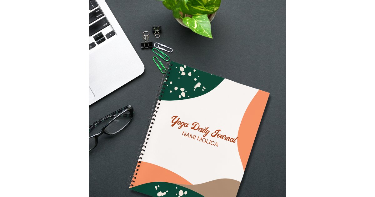 Modern Abstract Green Terra Cotta Yoga Studio Notebook | Zazzle